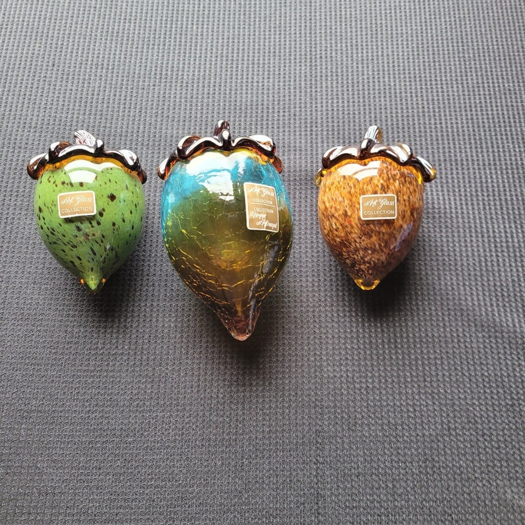 Handblown Glass Acorns/art Glass Collection Tag/paperweight/home & Fall ...