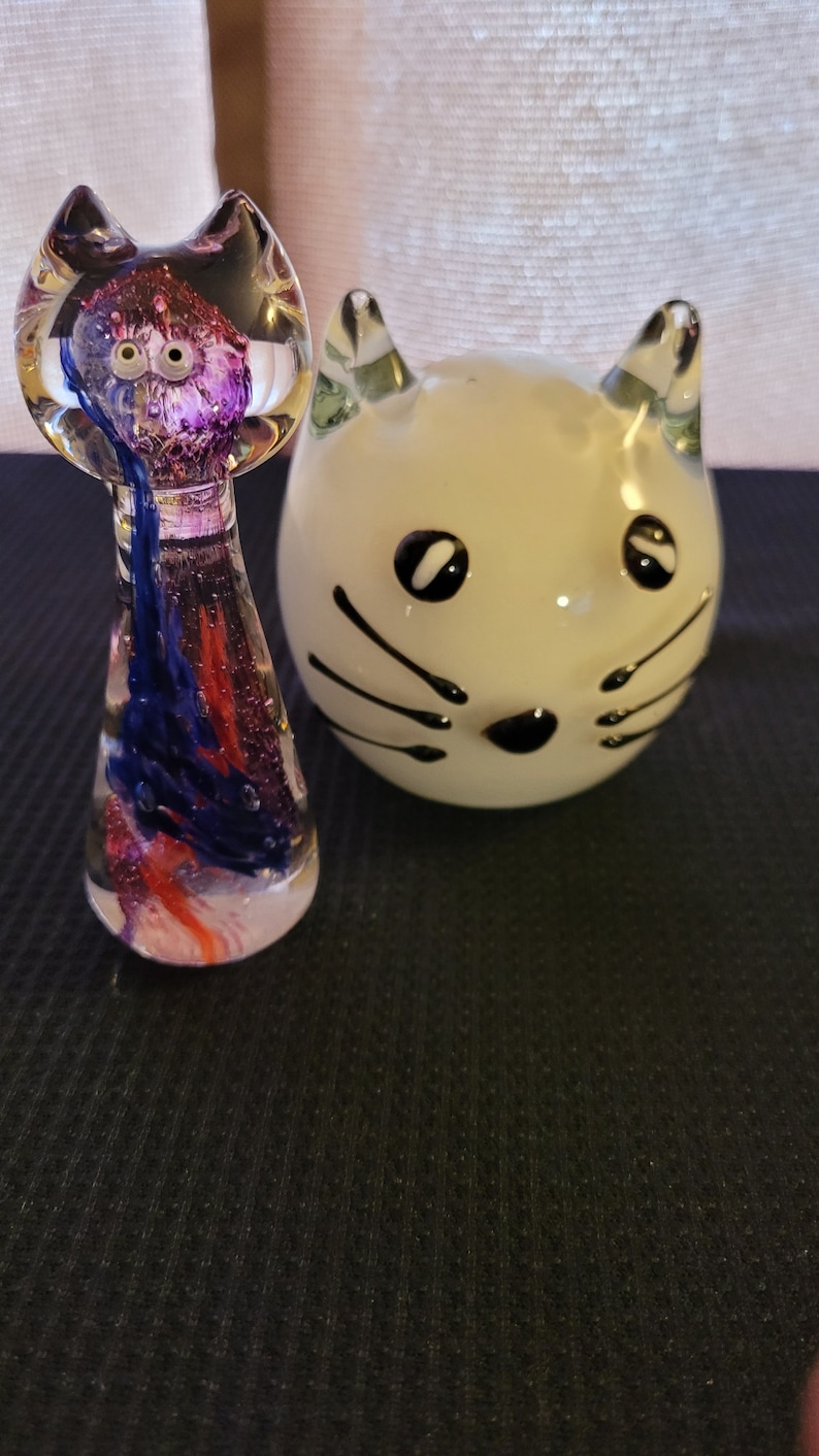 Murano Style Handblown Glass Cats Paperweight/figurines/art Glass/home ...