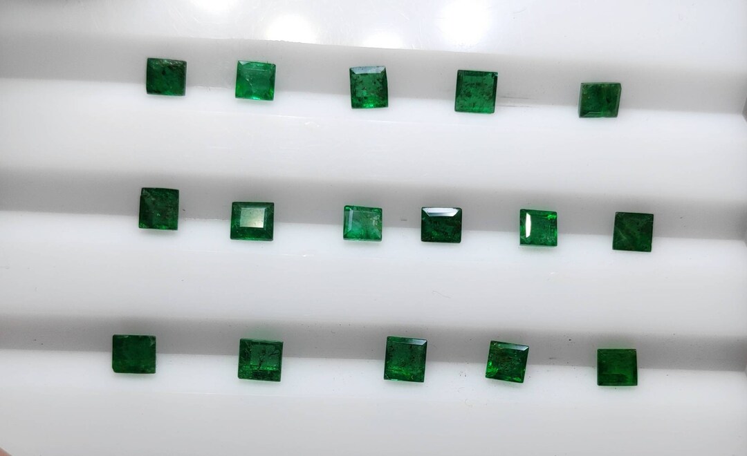 Natural Emerald Square Shape Step Cut Faceted Cutstones 2mm 2.5mm 3mm 3 ...