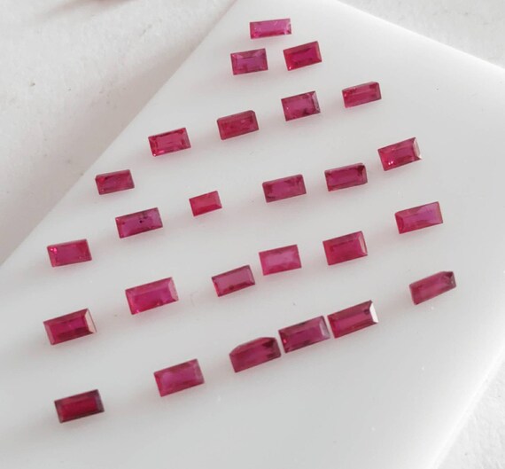 Natural Intense Red Ruby Baguette Shape Faceted Cutstone Ruby - Etsy