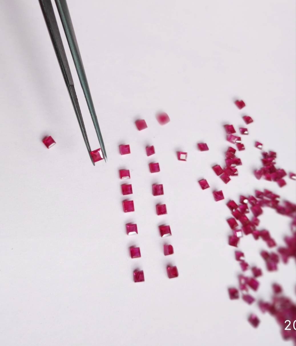 Natural Burma Ruby Square Cut Stones 2mm 2.5mm 3mm 3.5mm 4mm 4.5mm Size ...