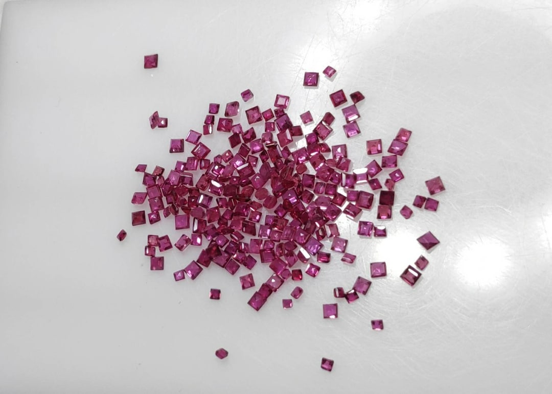 20 Pcs Lot Natural Burma Ruby Square Shape Faceted Cutstone, 1mm Size ...