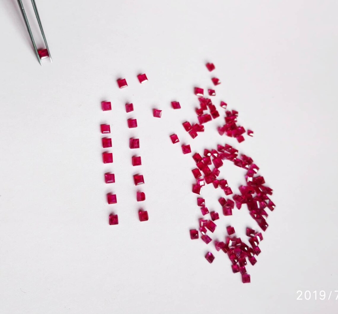 Natural Burma Ruby Square Cut Stones 2mm 2.5mm 3mm 3.5mm 4mm | Etsy