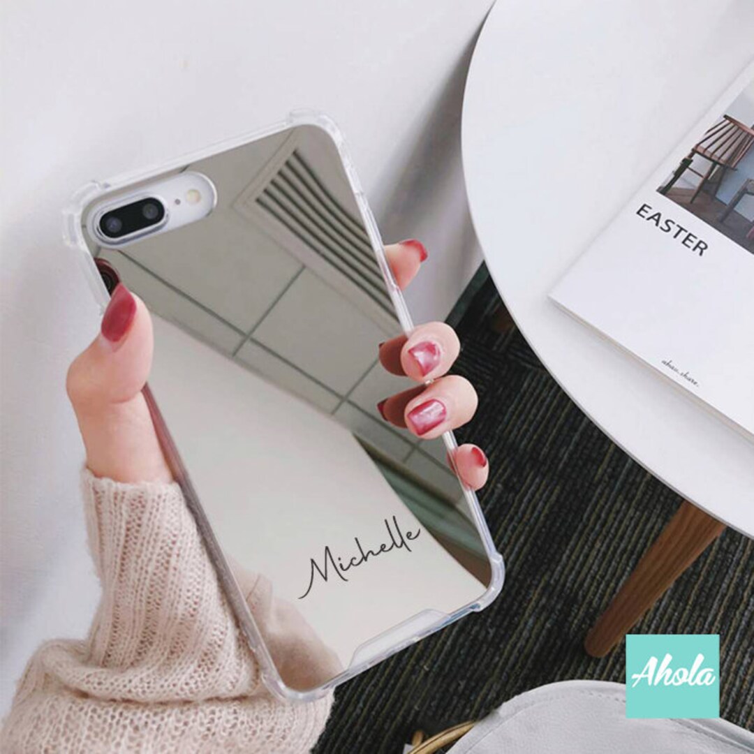 Reflection Custom Name Protective Mirror Phone Case iPhone 16 15 14 13 ...