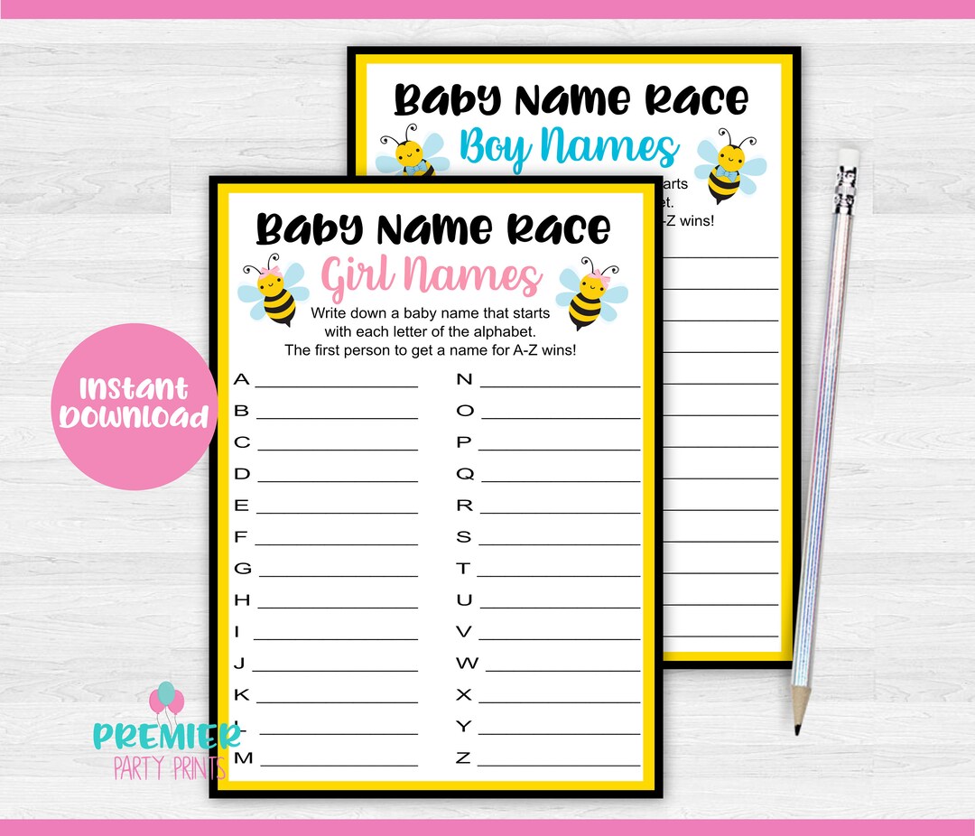 Instant Download Printable What Will Baby Bee Baby Name Race - Etsy