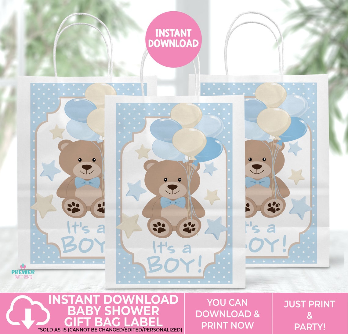 Instant Download Blue Teddy Bear Baby Shower Bundle-bs018 - Etsy