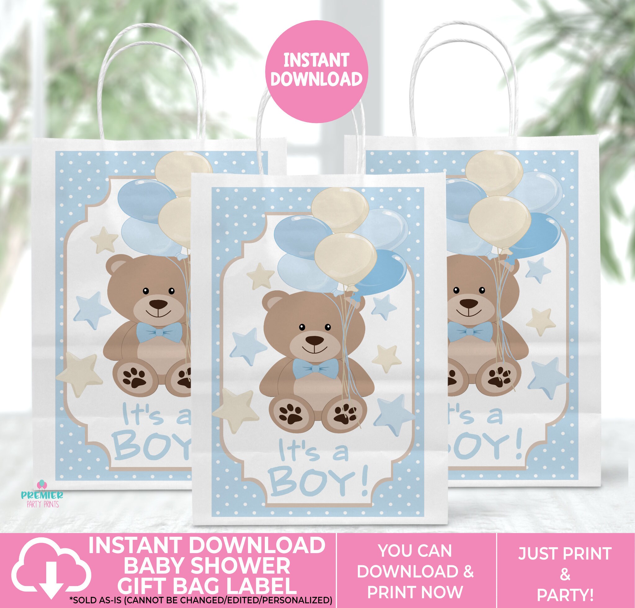 Instant Download Blue Teddy Bear Baby Shower Bundle-bs018 - Etsy