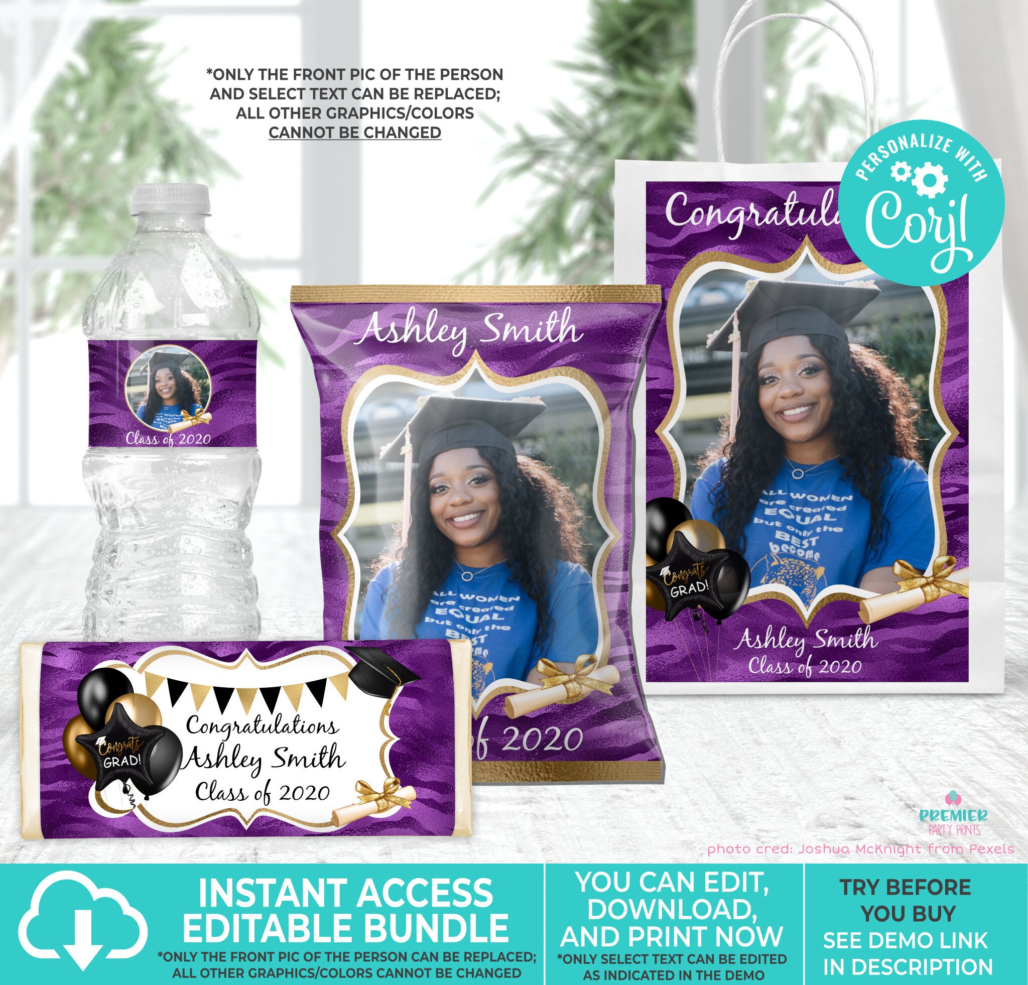 Editable Instant Access/download Dark Purple & Gold (colors Cannot Be ...