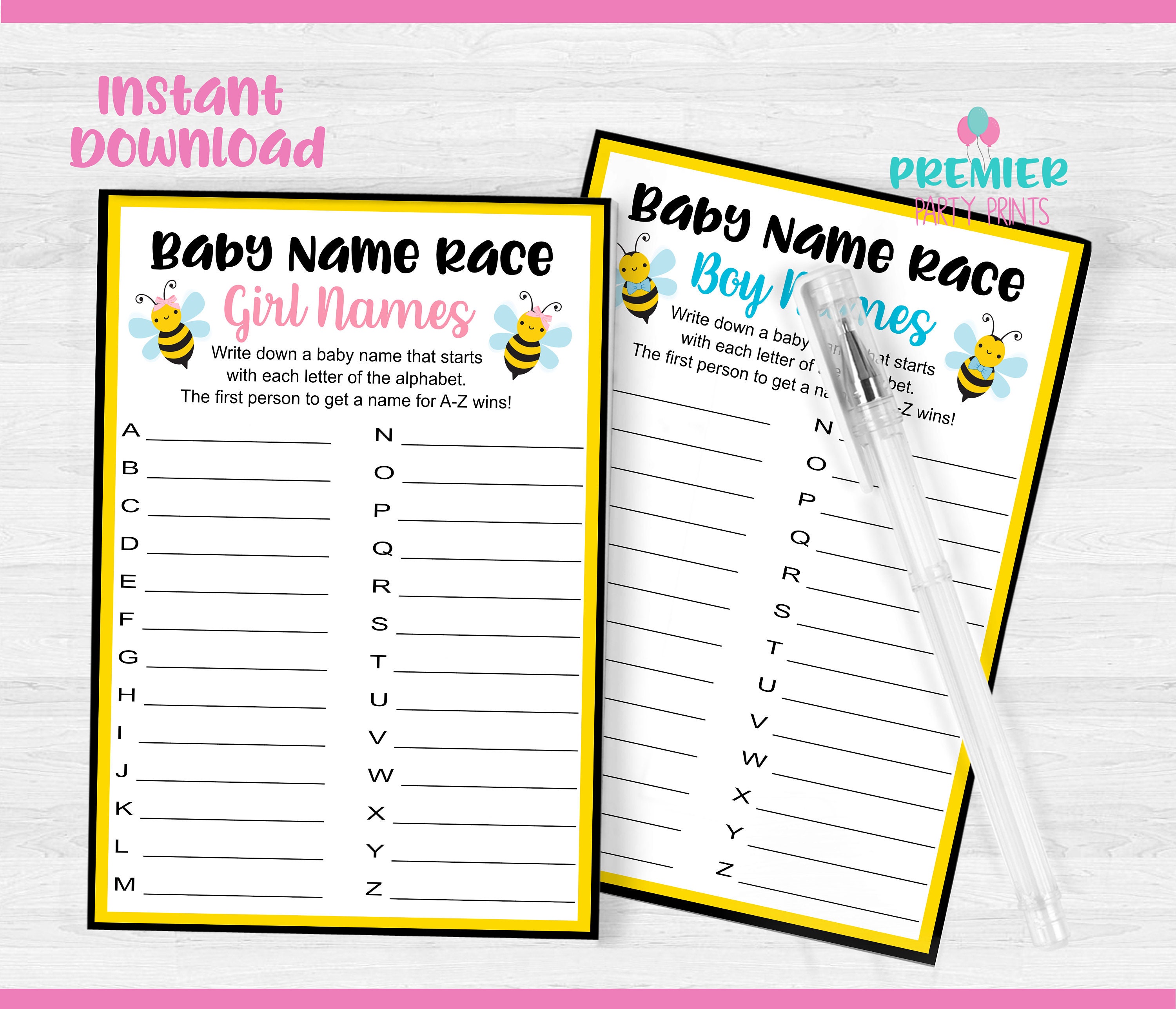 Instant Download Printable What Will Baby Bee Baby Name Race - Etsy