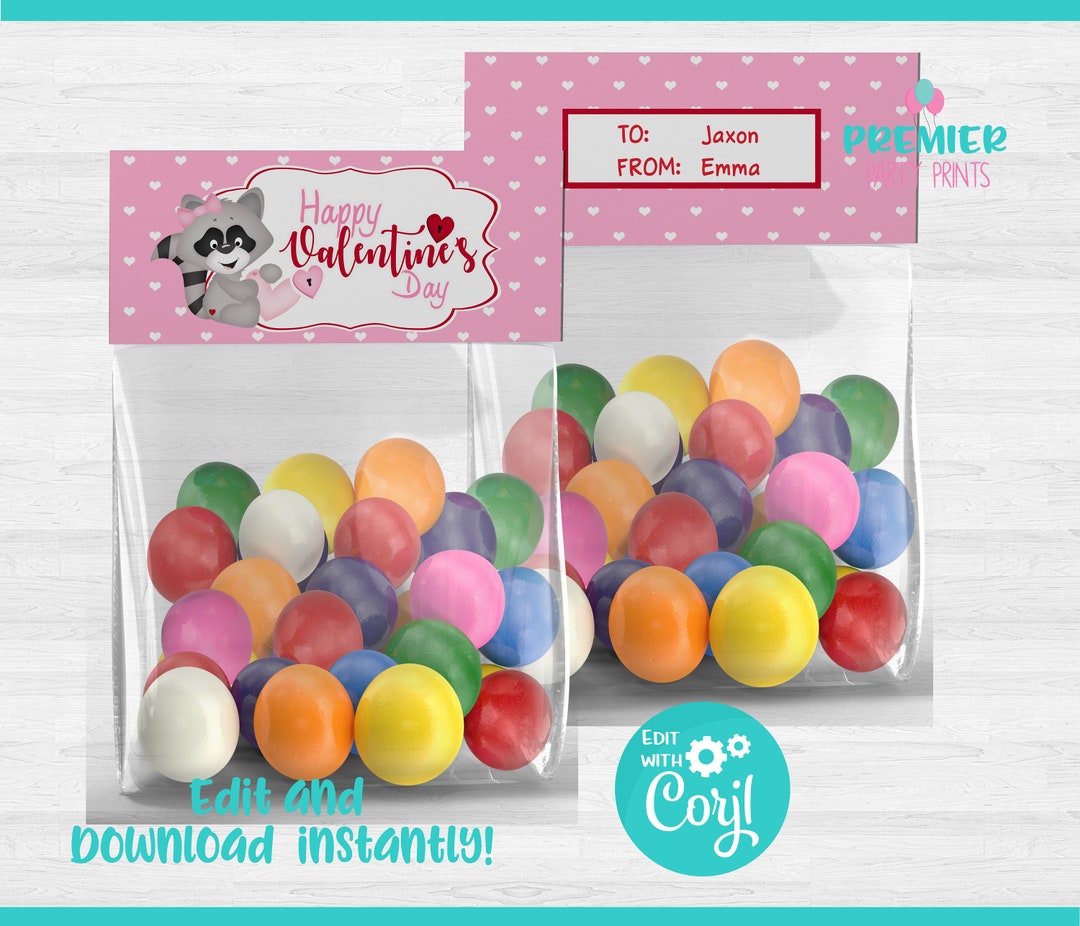 Instant Download Editable Valentine Treat Bag Toppers-v001 - Etsy