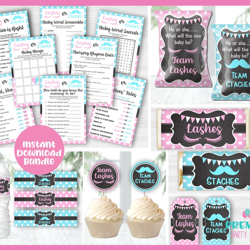Lashes and Staches Gender Reveal - Etsy