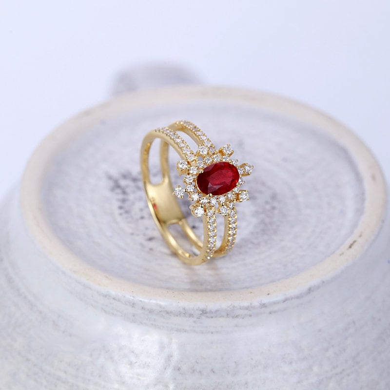 Unique Engagement Ring Ruby Vintage Women Diamond Wedding - Etsy