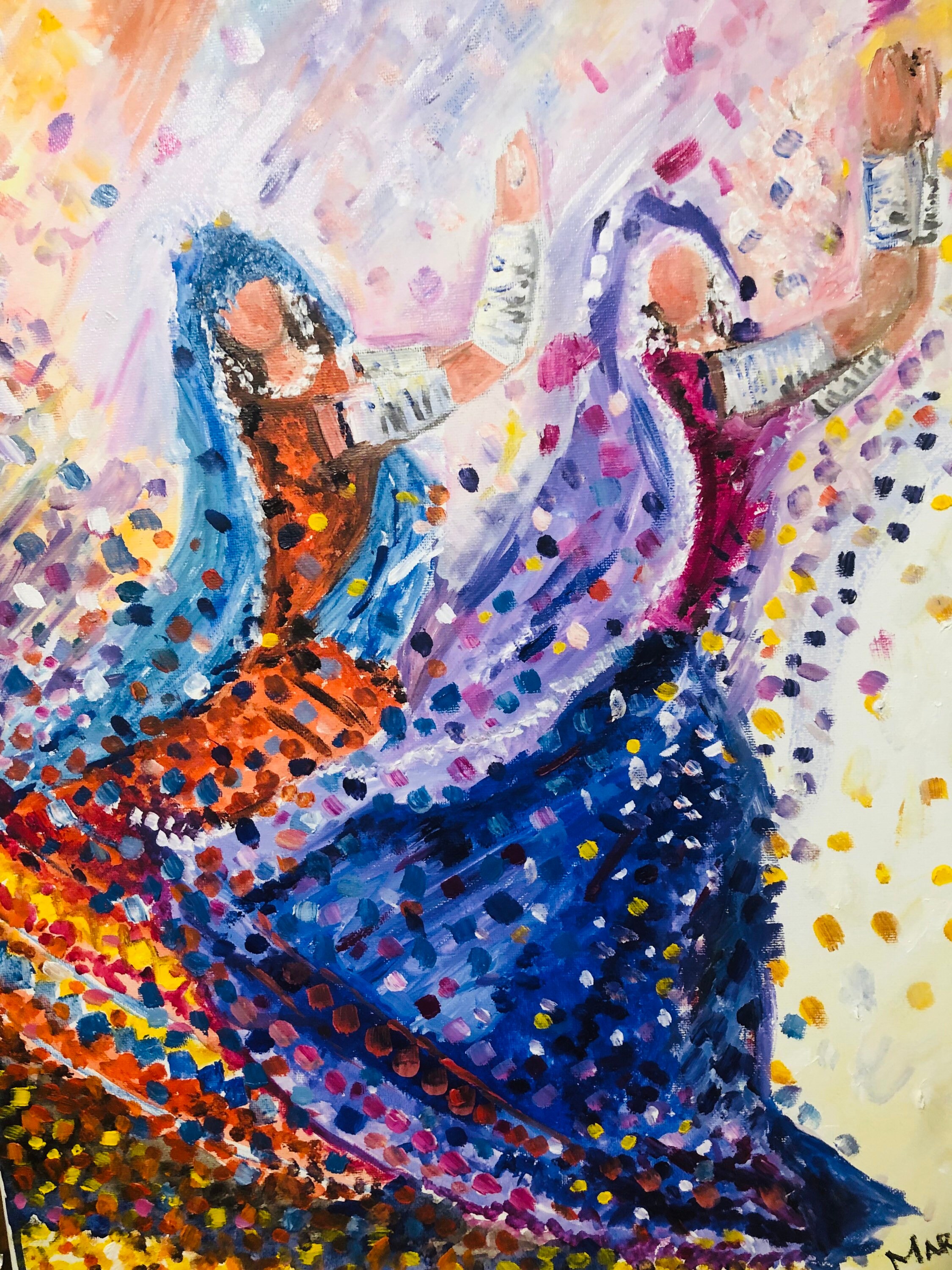 Two Dancing Girls Original Handmade Oil on Canvas - Etsy