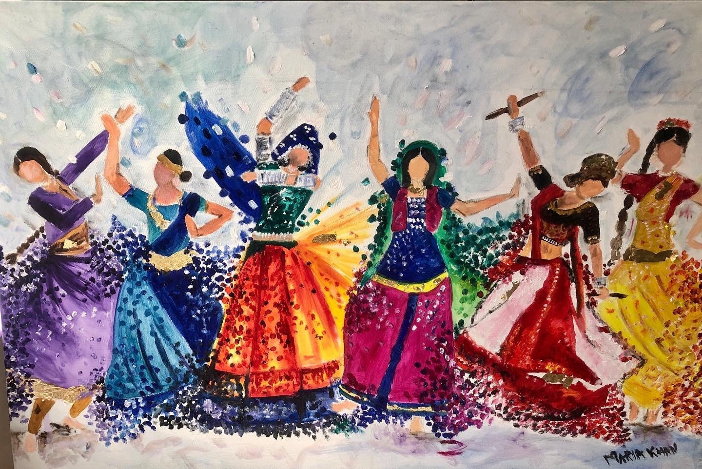 Traditional Dance Forms Handmade Original Oil on Canvas With Gold Leaf ...