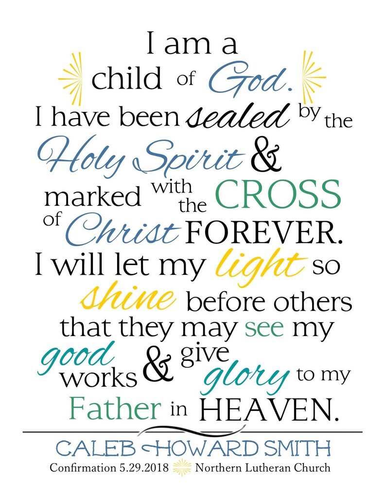 Personalized "i Am a Child of God" Printable. Baptism, Confirmation ...