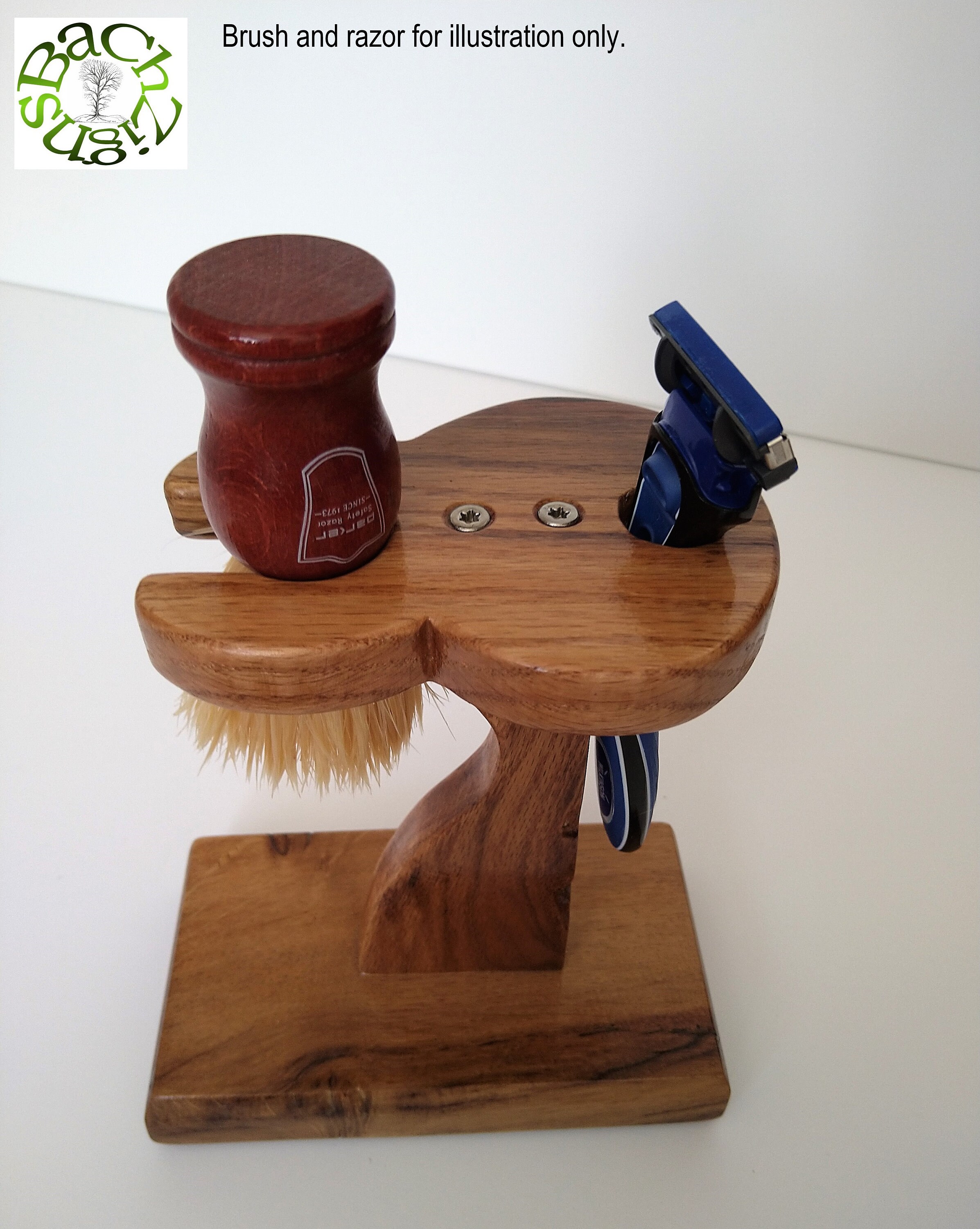 Hand Crafted Oak Wood Razor and Brush Holder, Wood Shaving Stand ...
