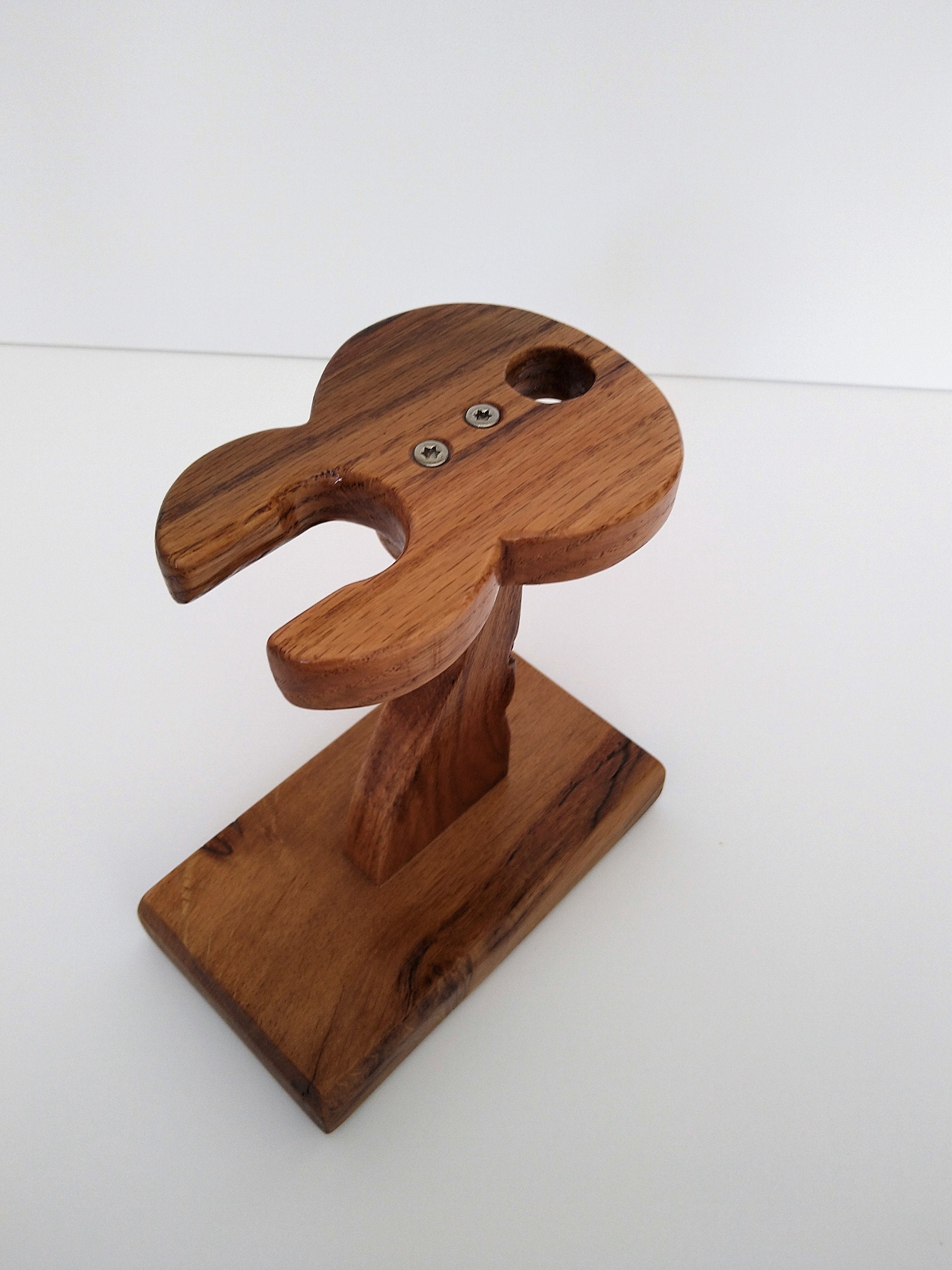 Hand Crafted Oak Wood Razor and Brush Holder, Wood Shaving Stand ...