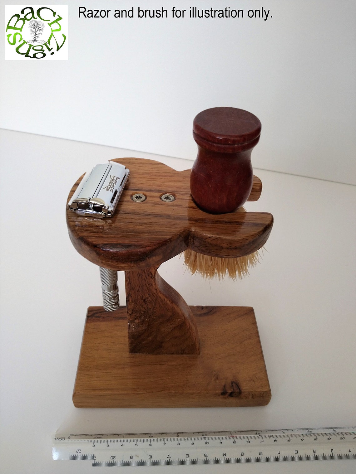 Hand Crafted Oak Wood Razor and Brush Holder, Wood Shaving Stand ...