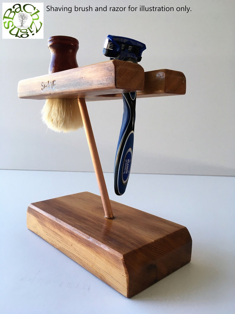 Handcrafted Pitch Pine Wooden Shaving Stand for Razor and Shaving Brush ...