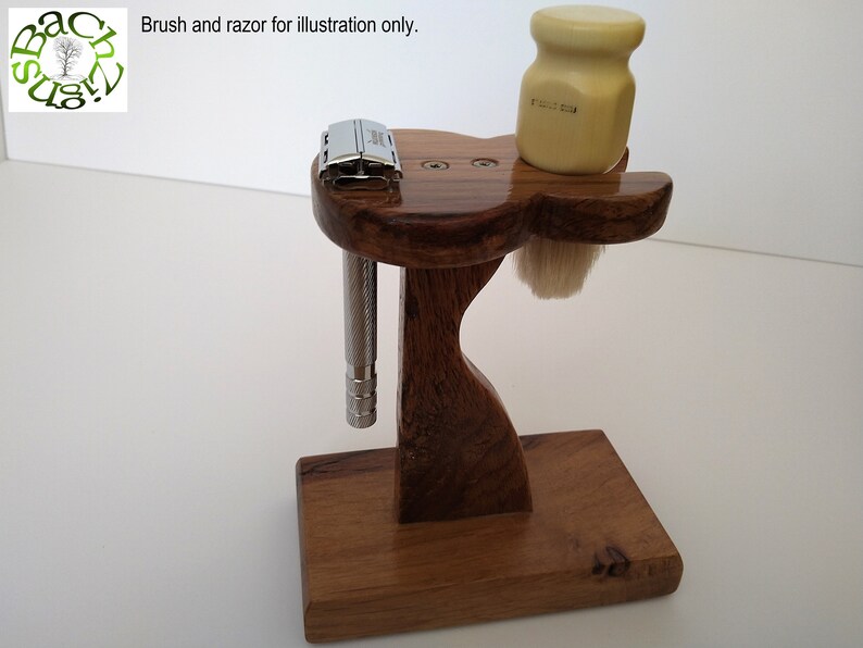 Hand Crafted Oak Wood Razor and Brush Holder, Wood Shaving Stand ...