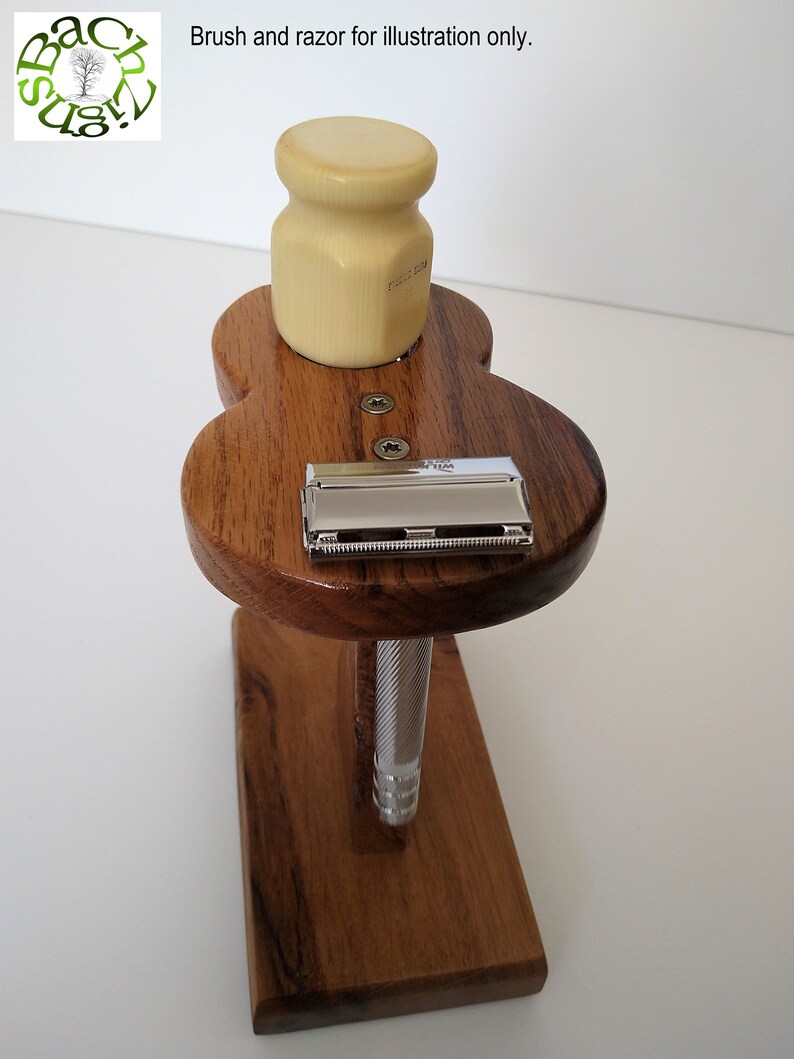 Hand Crafted Oak Wood Razor and Brush Holder, Wood Shaving Stand ...