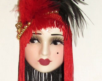 Unique Creations Small Art Deco Lady Face Mask Wall Hanging | Etsy