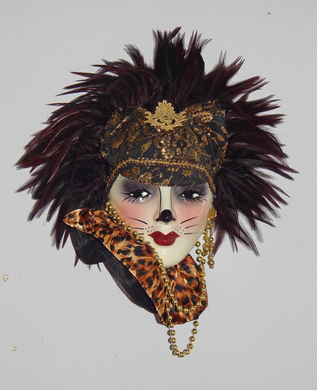 Unique Creations Kitty Cat Lady Face Mask, Wall Decor , Wall Hanging ...