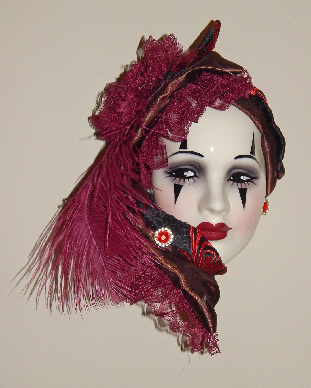 Unique Creations Large 3D Pierrot Jester Clown Lady Face Mask Wall ...