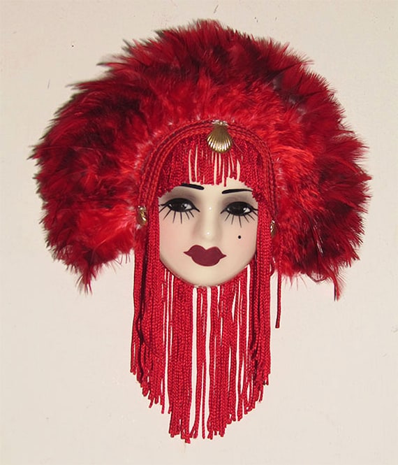 Unique Creations Small Art Deco Lady Face Mask Wall Hanging | Etsy