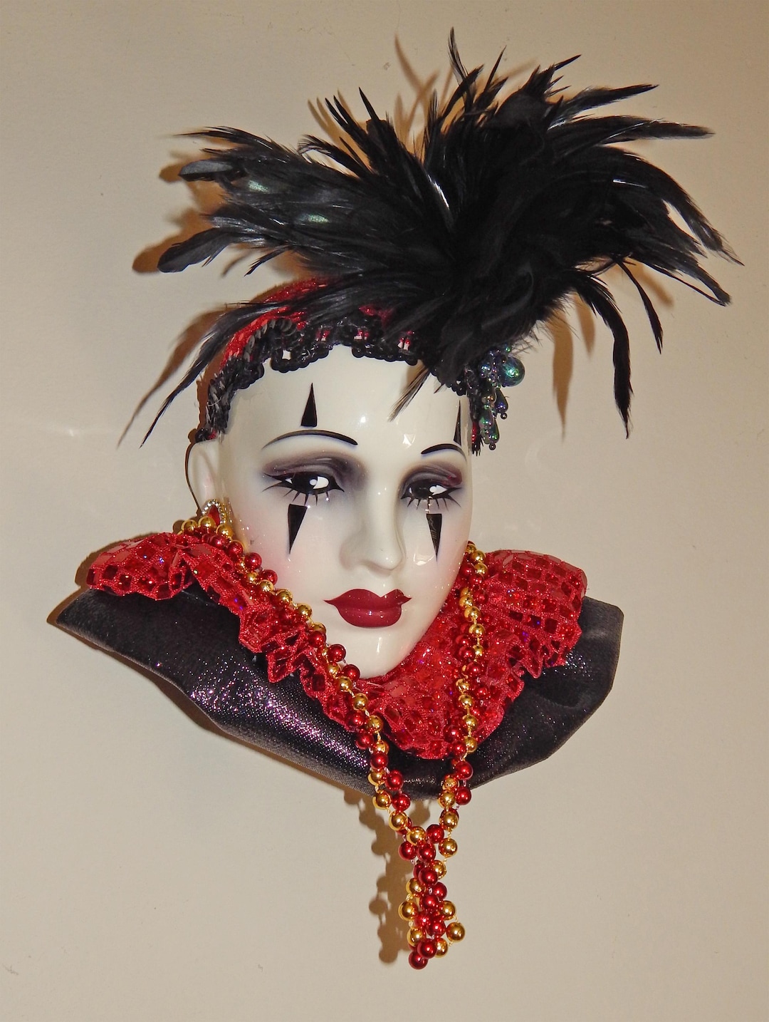 Unique Creations 3D Pierrot Jester Clown Lady Face Mask Wall Hanging ...