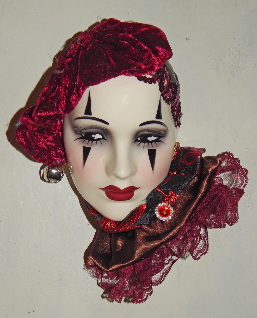 Unique Creations Pierrot Jester Clown Lady Face Mask Wall Hanging Decor ...
