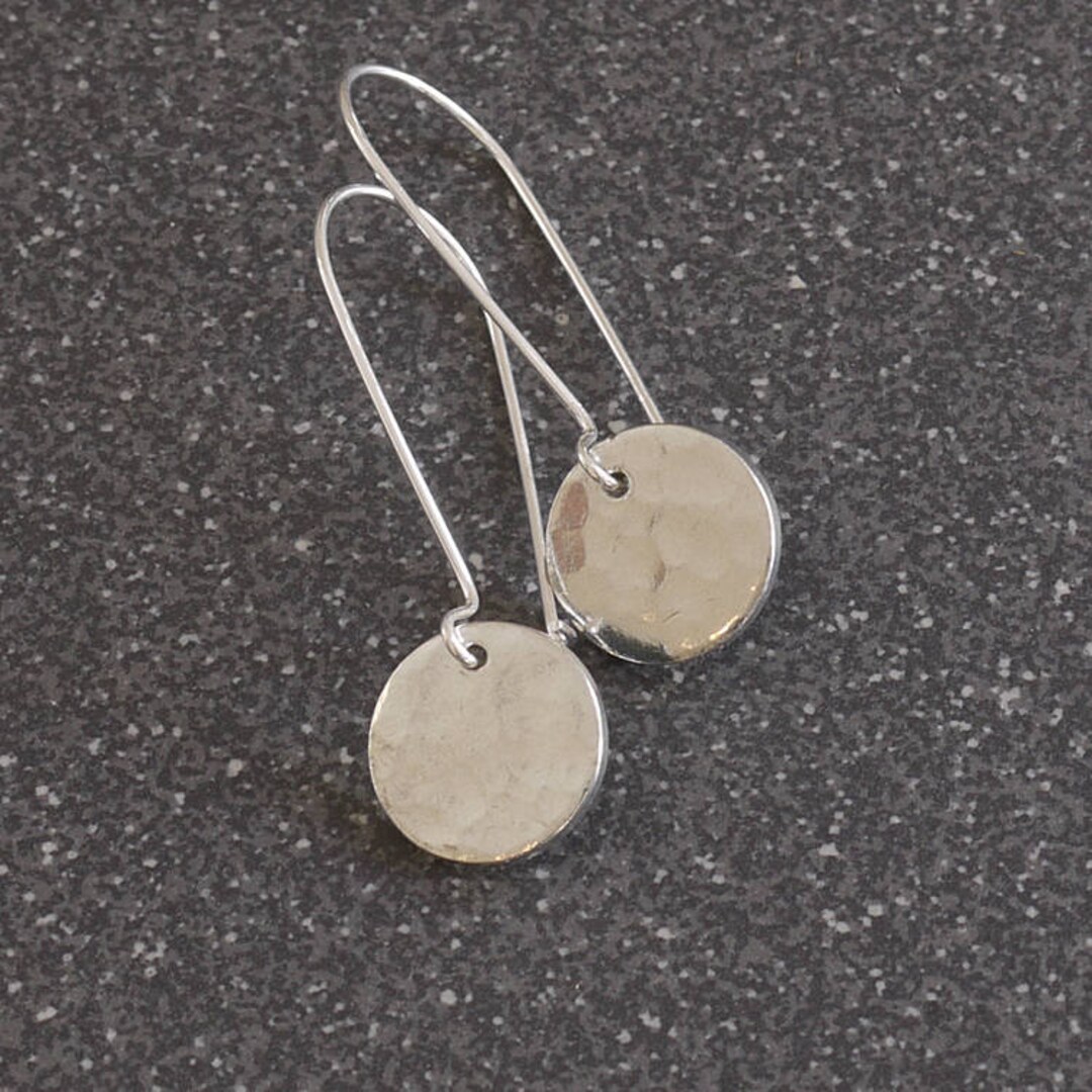10th Anniversary Hammered Tin Disc Earrings on Sterling Silver Ear ...