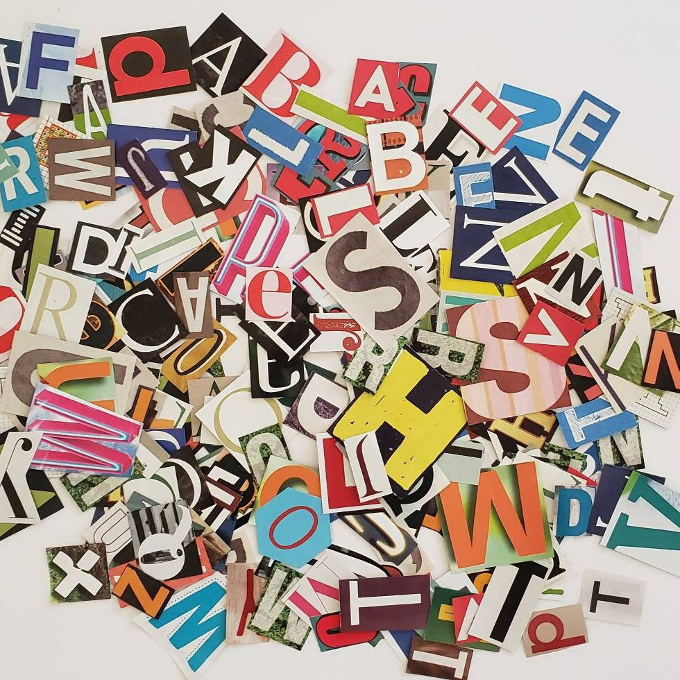 Ransom Letter Grab Bag 225, Magazine Cutouts, Collage Letters, Mixed ...