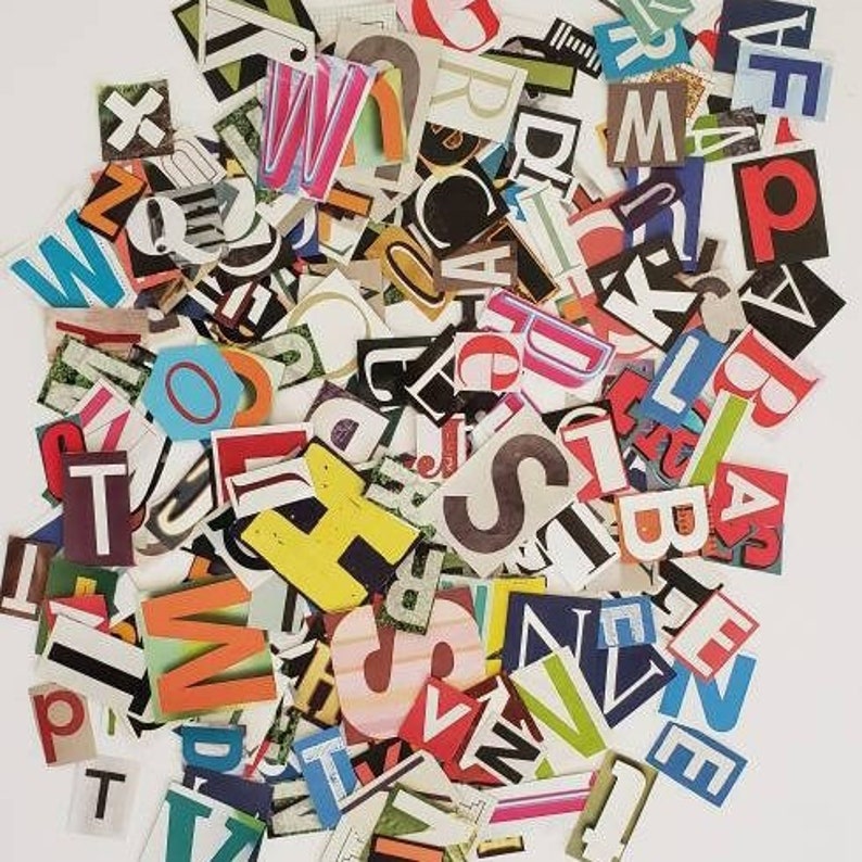 Ransom Letter Grab Bag 225, Magazine Cutouts, Collage Letters, Mixed ...