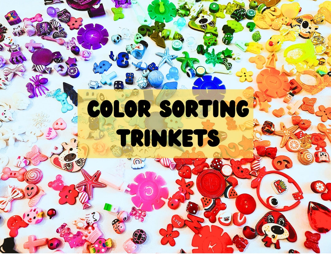 Rainbow Trinket Set for Color Sorting 70 Pieces, I Spy or Sensory Games ...