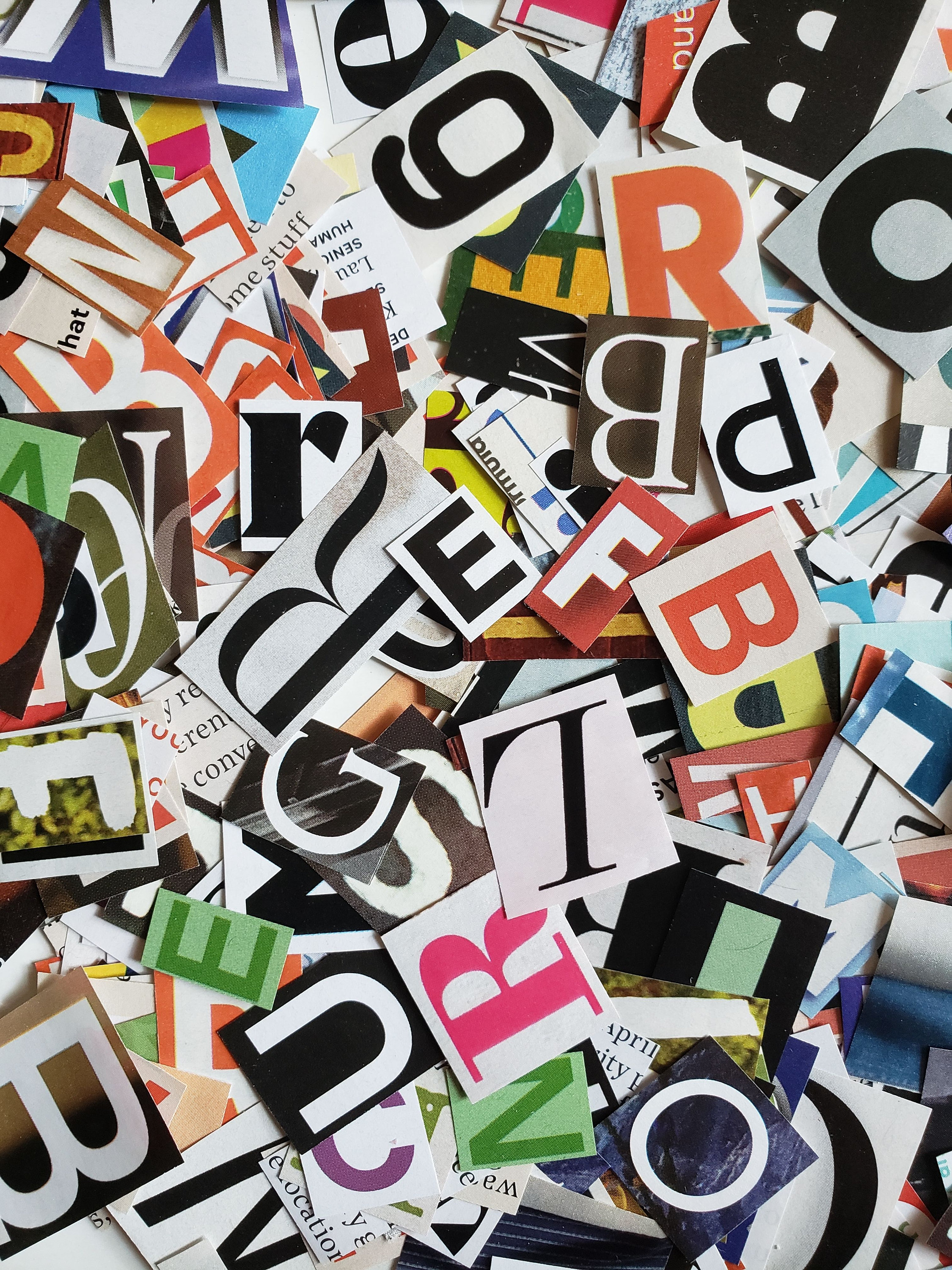 Ransom Letter Grab Bag 225, Magazine Cutouts, Collage Letters, Mixed ...