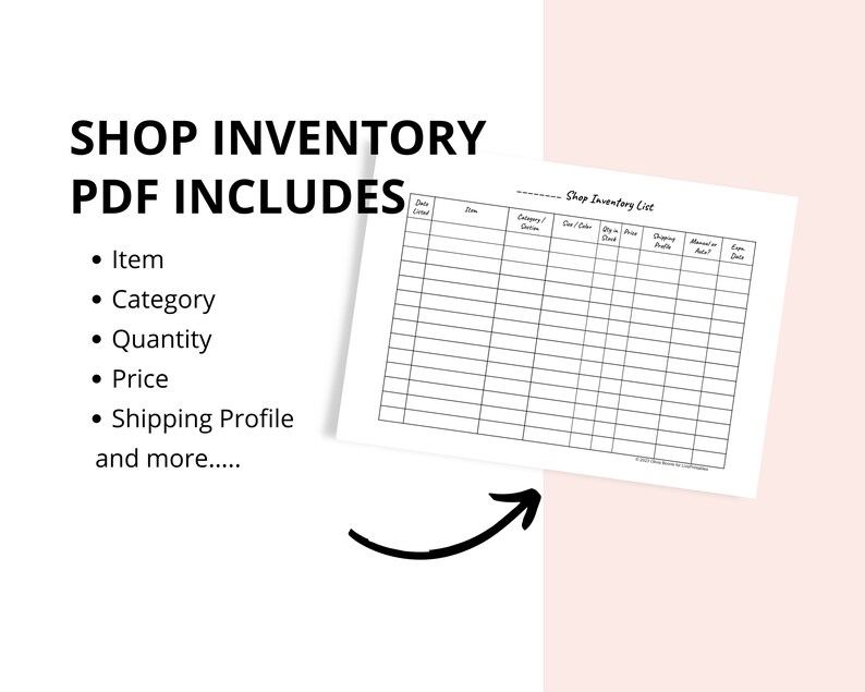 Shop Inventory List Printable Pdf Printable Business - Etsy Australia