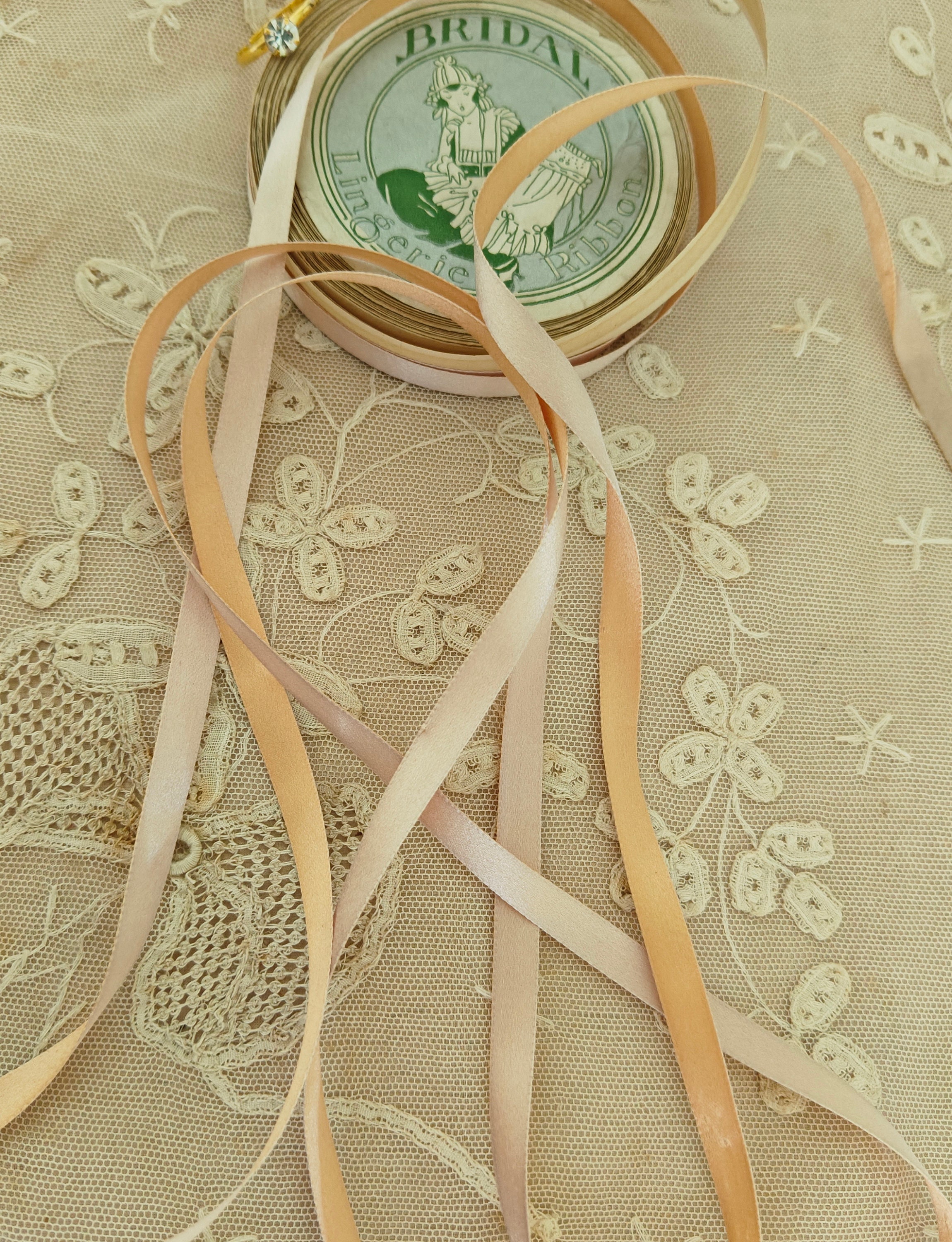 Antique Edwardian SILK 2 Tone Ribbon Bridal Lingerie Ribbon Satin ...