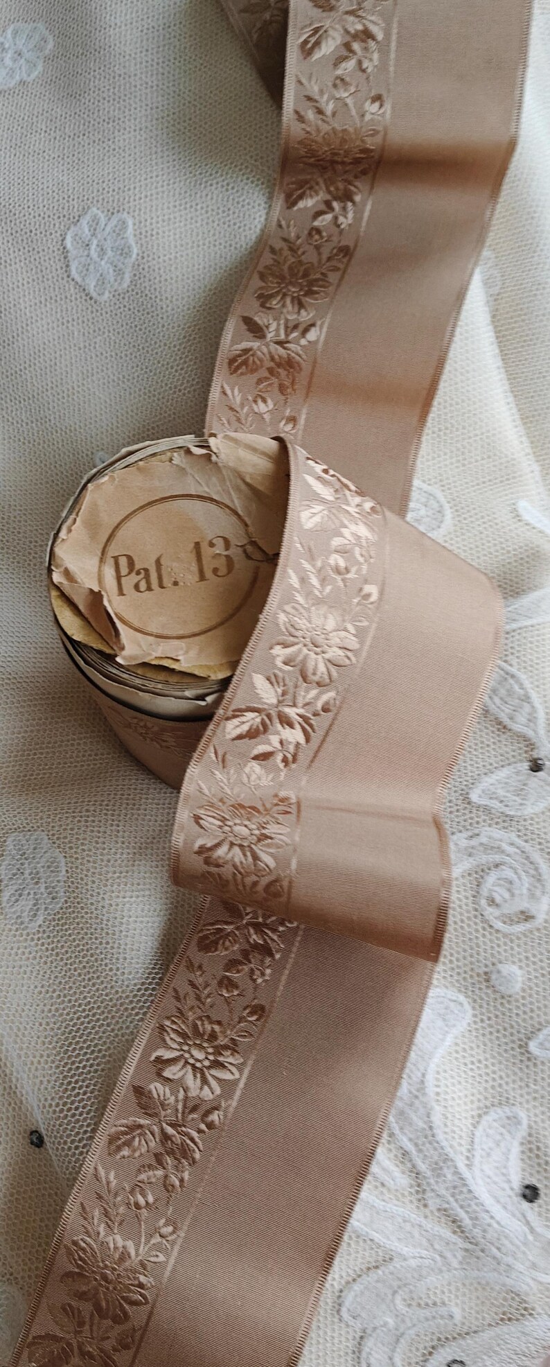 Unique Beautiful Antique Edwardian ALL SILK Wild Roses Jacquard Faille ...