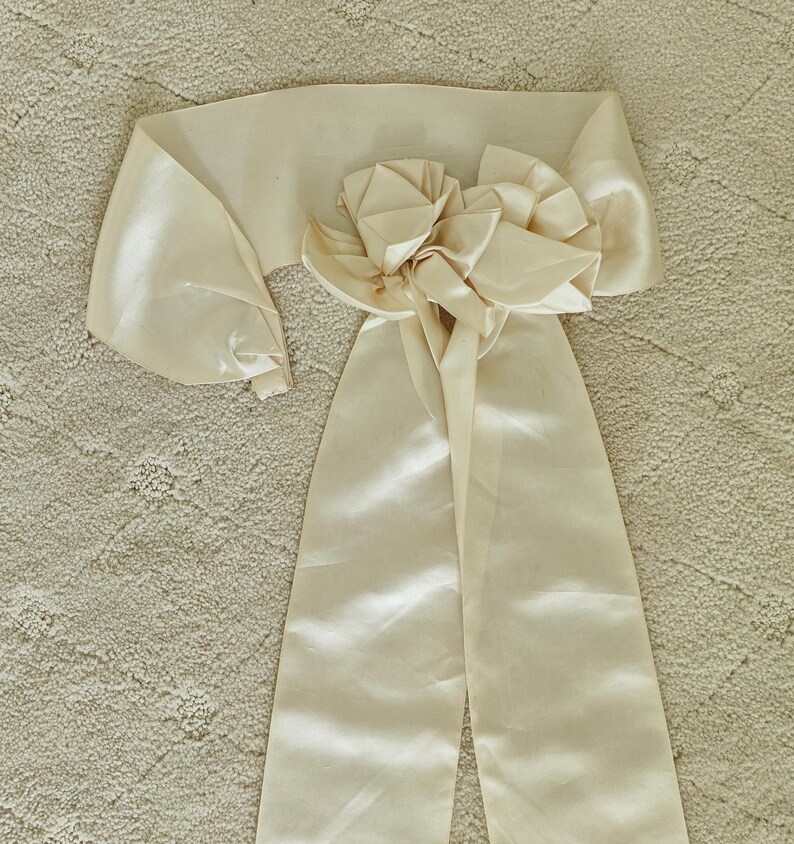 Amazing Edwardian Cream All SILK Satin Wide Antique Wedding SASH Belt ...