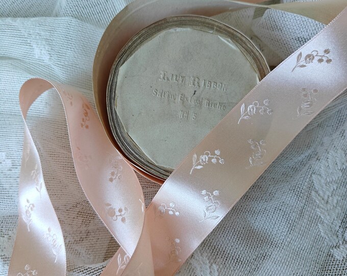 RARE Antique Edwardian Pink Rose Rosebuds Silk Ribbonwork Embroidered ...