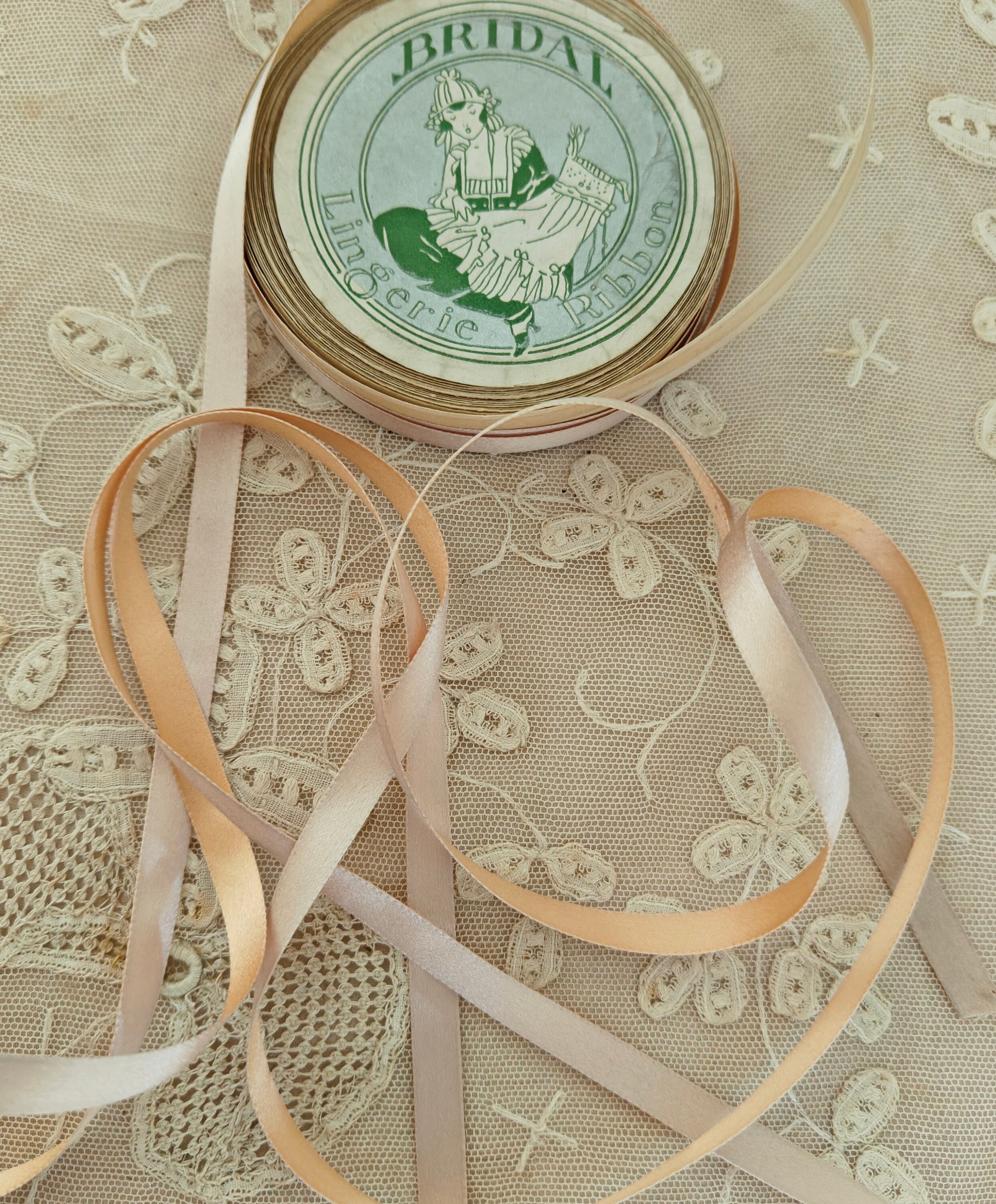 Antique Edwardian SILK 2 Tone Ribbon Bridal Lingerie Ribbon Satin ...