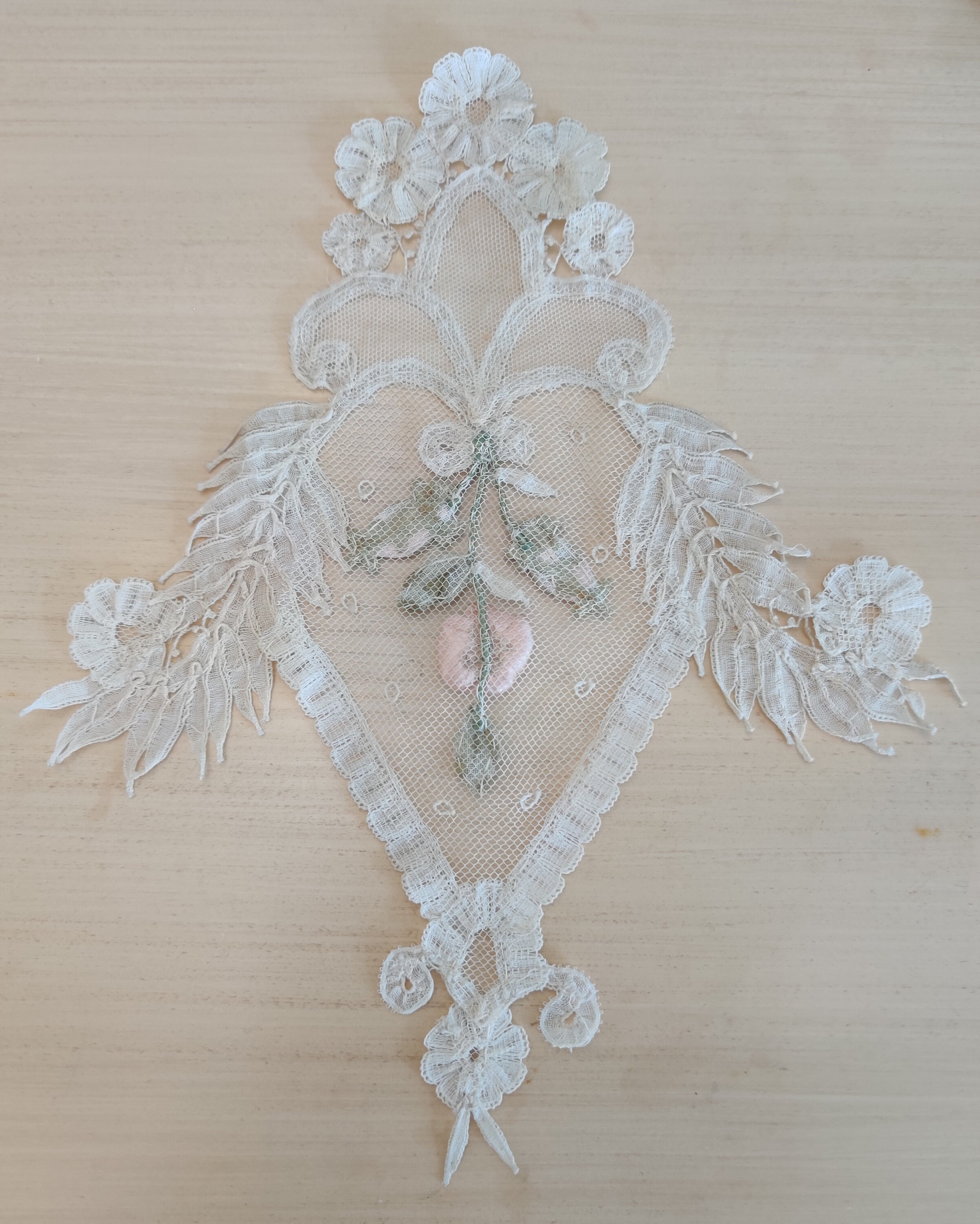 RARE Antique Edwardian Pink Rose Rosebuds Silk Ribbonwork Embroidered ...