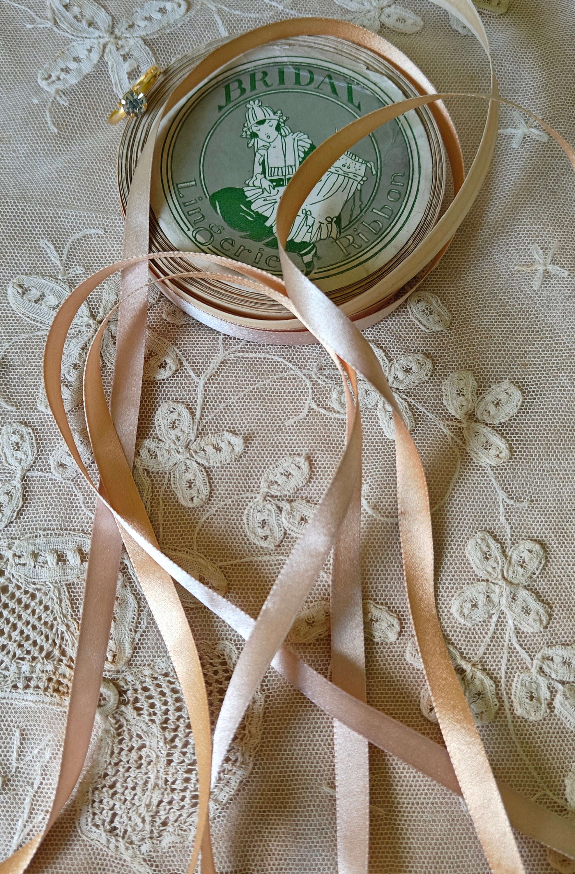 Antique Edwardian SILK 2 Tone Ribbon Bridal Lingerie Ribbon Satin ...