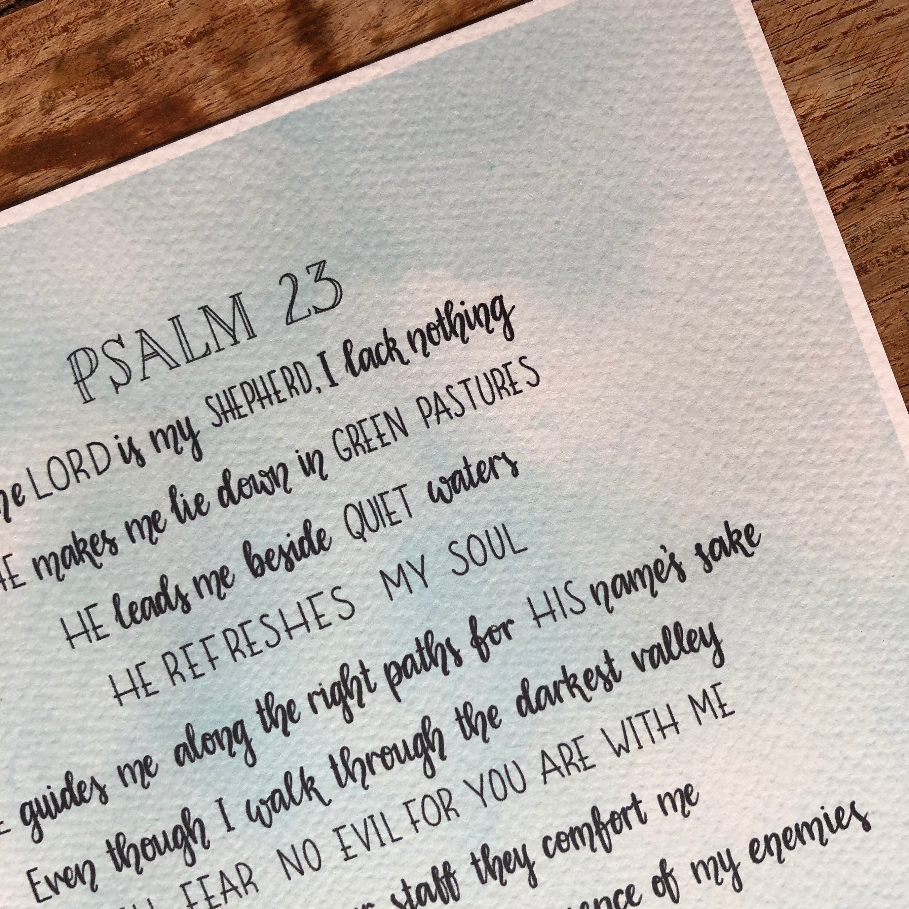 Psalm 23, Hand Lettered Bible Verse Print With Painted Sheep. Lovely ...