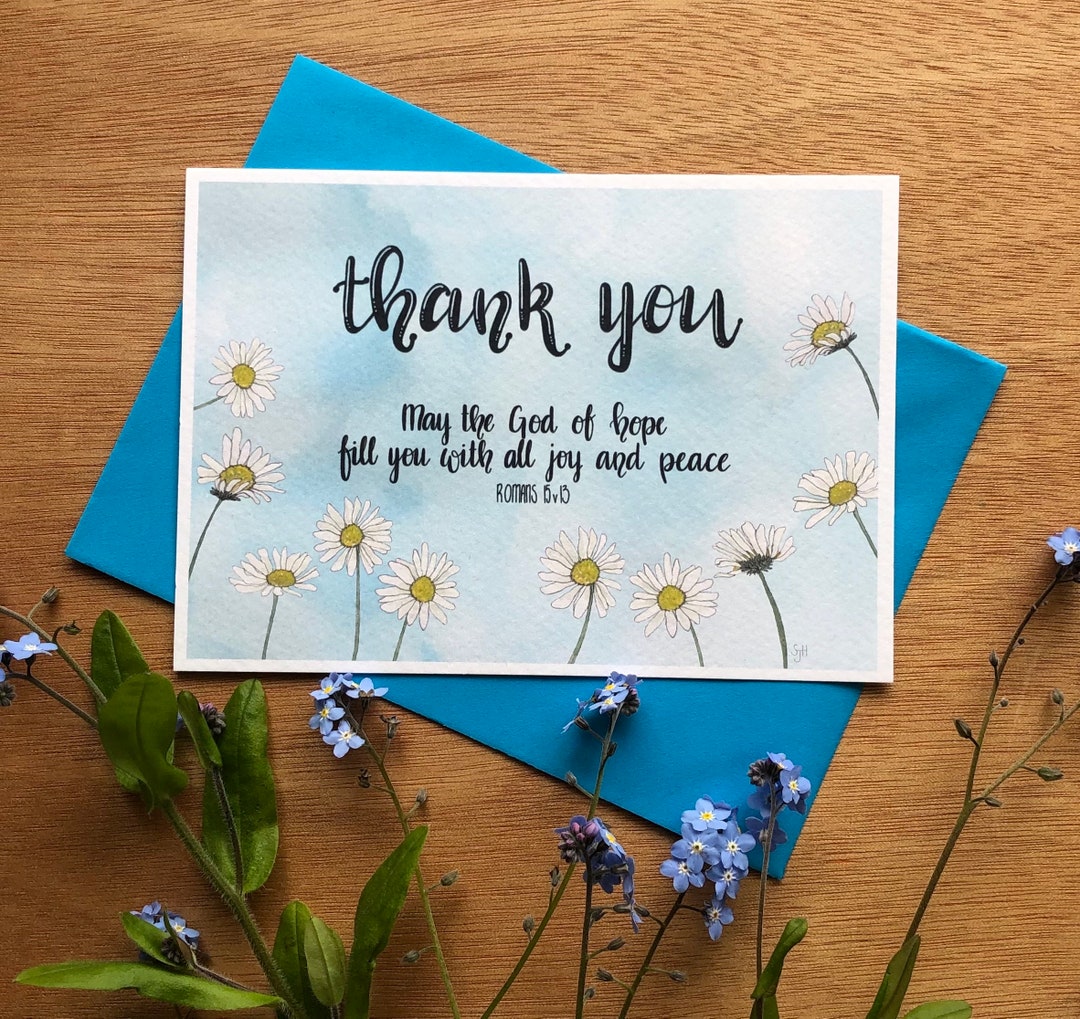 Christian Thank You Card With Hand-lettered Bible Verse and Hand ...