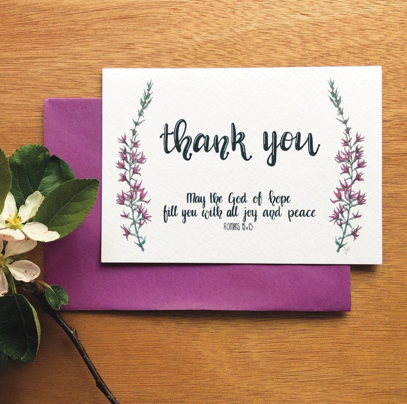 Christian Thank You Card With Hand-lettered Bible Verse and Hand ...