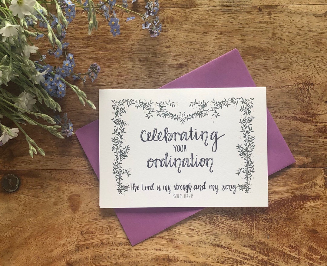 Ordination Greetings Card, With Hand Lettered Bible Verse, 'the Lord is ...