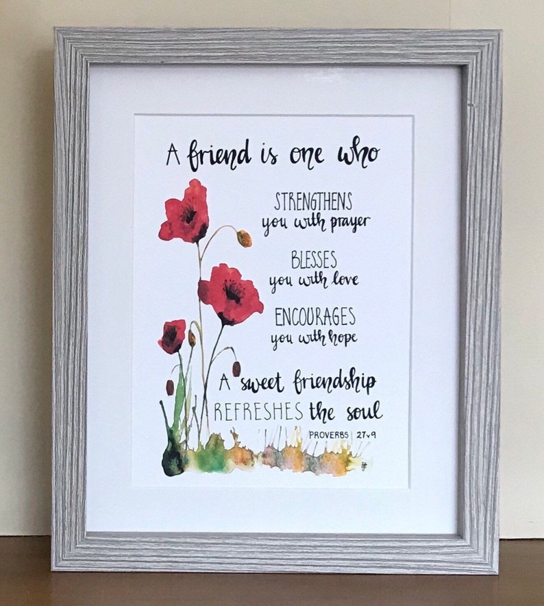 Christian Print for a Friend, With Hand-lettered Bible Verse, Proverbs ...