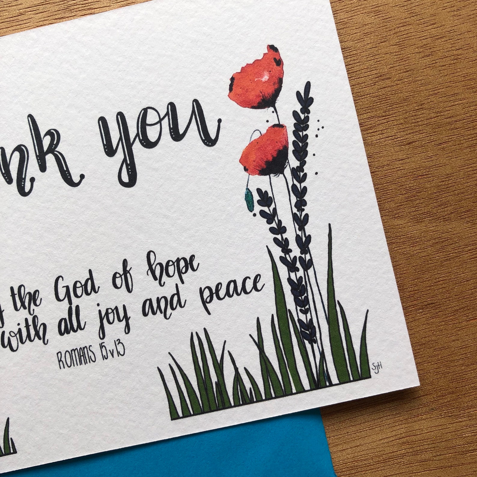 Christian Thank You Card With Hand-lettered Bible Verse and Hand ...